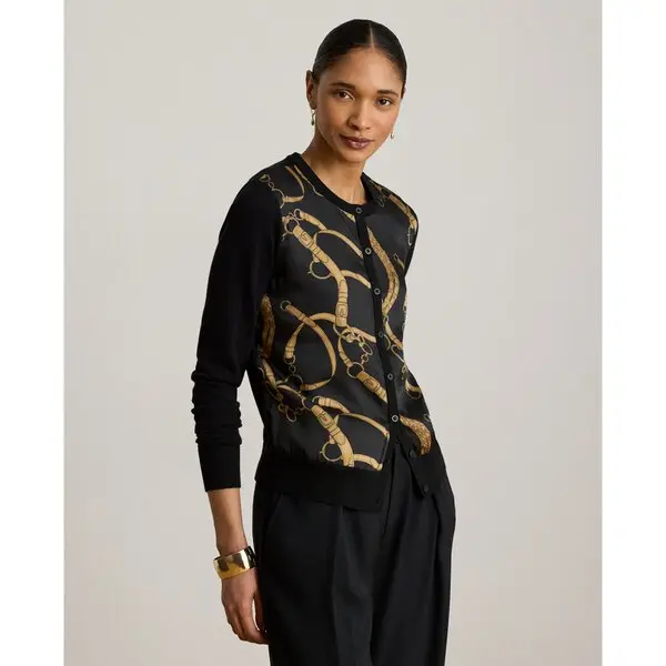 Ralph Lauren Belting-print Cotton-blend Cardigan