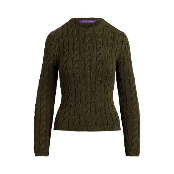 Ralph Lauren Cable-knit Silk-blend Crewneck Sweater - Cypress