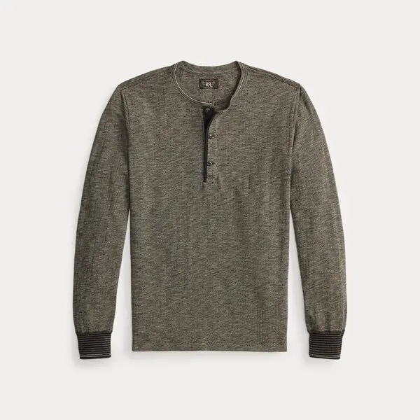 Ralph Lauren Indigo Jacquard Henley Shirt - Black/multi