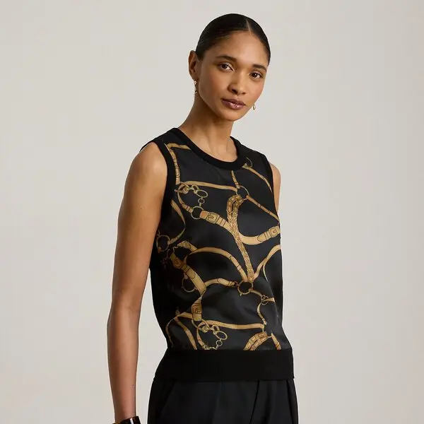 Ralph Lauren Sleeveless Sweater With Belting Print - Black Multi