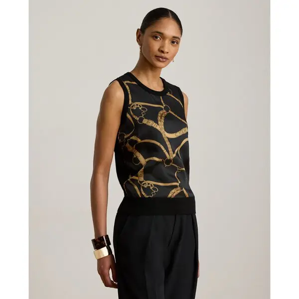 Ralph Lauren Sleeveless Sweater With Belting Print