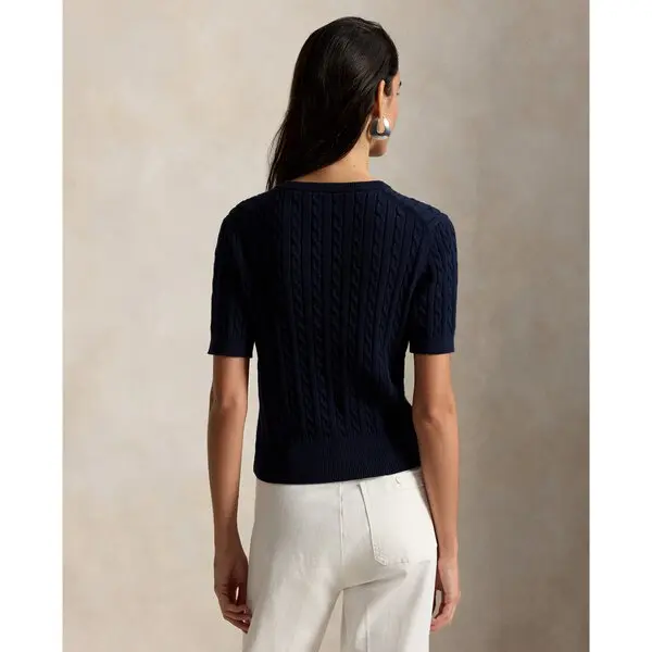 Ralph Lauren Mini-cable Short-sleeve Henley Sweater - Hunter Navy