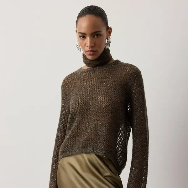 Ralph Lauren Metallic Mesh Boatneck Sweater