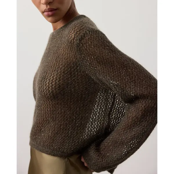 Ralph Lauren Metallic Mesh Boatneck Sweater