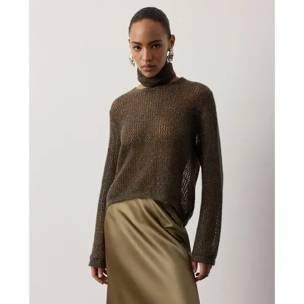 Ralph Lauren Metallic Mesh Boatneck Sweater