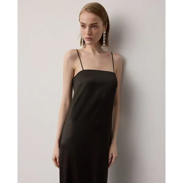 Ralph Lauren Demetrius Satin Spaghetti Strap Column Maxi Dress