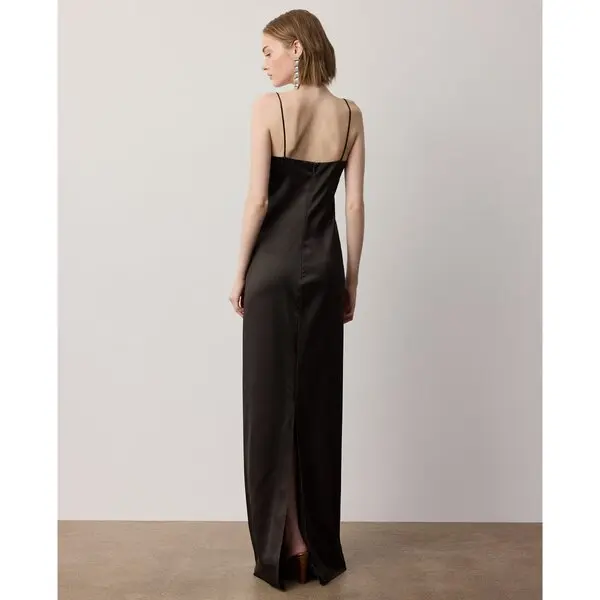 Ralph Lauren Demetrius Satin Spaghetti Strap Column Maxi Dress