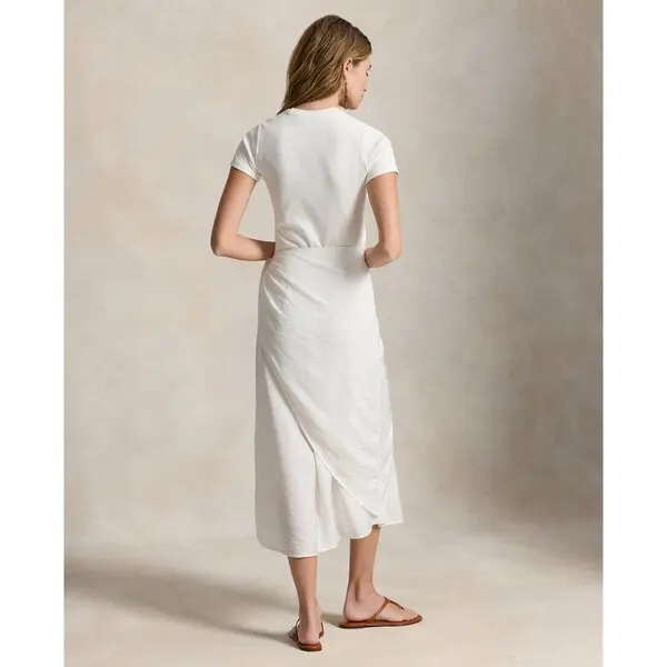 Ralph Lauren Crewneck Tee Dress With Faux-wrap Skirt - White