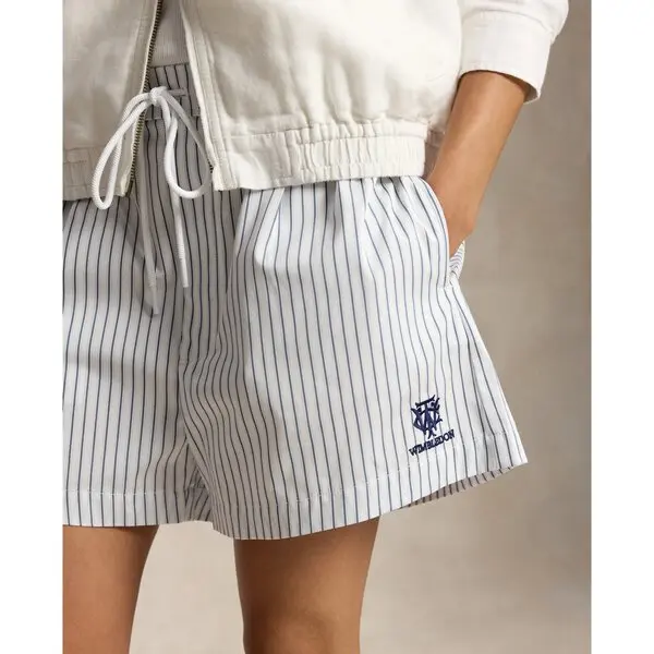 Ralph Lauren Wimbledon Striped Pleated Cotton Short