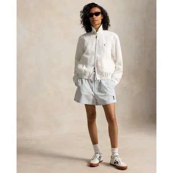 Ralph Lauren Wimbledon Striped Pleated Cotton Short