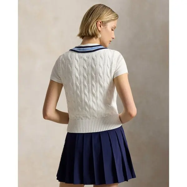 Ralph Lauren Wimbledon Cable Knit Cotton Vest