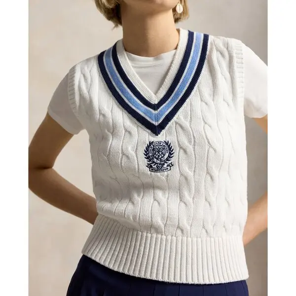 Ralph Lauren Wimbledon Cable Knit Cotton Vest