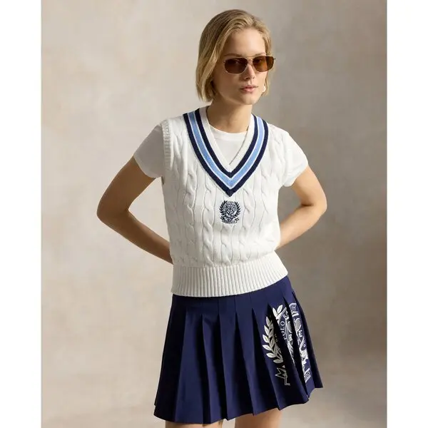 Ralph Lauren Wimbledon Cable Knit Cotton Vest