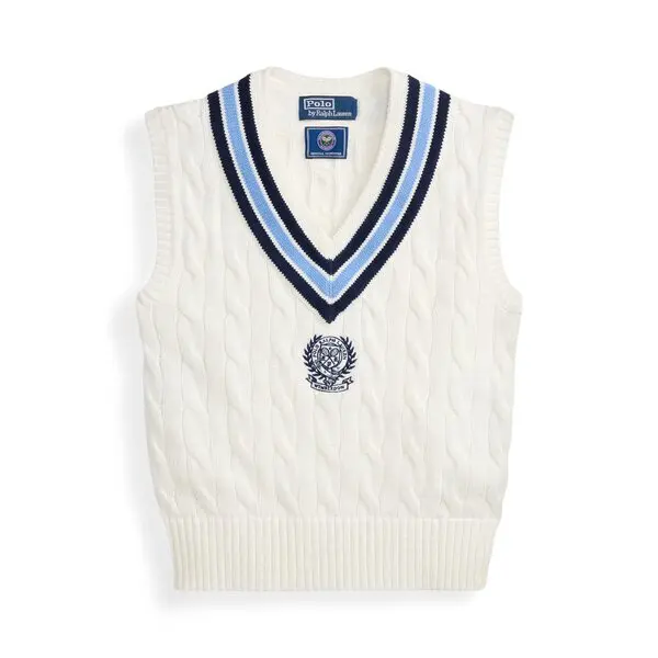 Ralph Lauren Wimbledon Cable Knit Cotton Vest