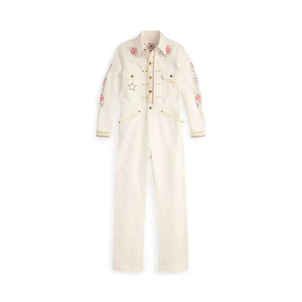 Ralph Lauren Embroidered Cotton-linen Denim Coverall