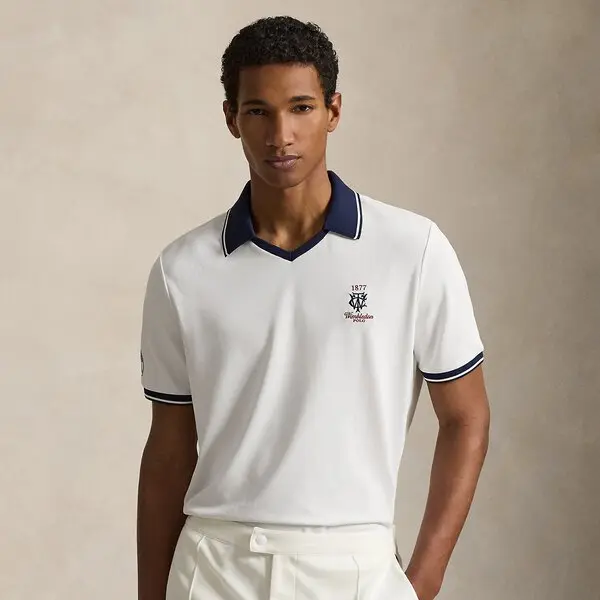 Ralph Lauren Wimbledon Classic Fit Mesh Polo Shirt - Ceramic White
