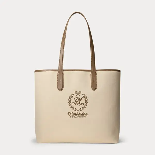 Ralph Lauren Wimbledon Leather-trim Canvas Tote - Soft Mocha