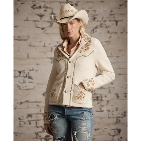Ralph Lauren Embroidered Western Sweater Jacket