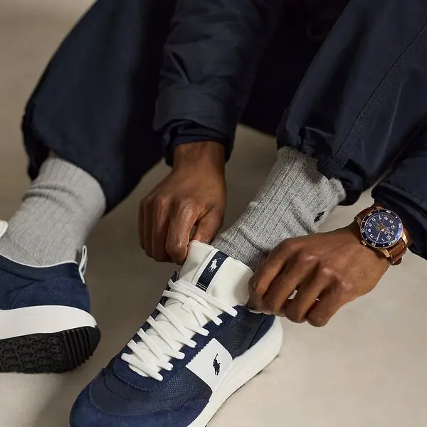 Ralph Lauren Train 89 Suede & Oxford Sneakers - Navy