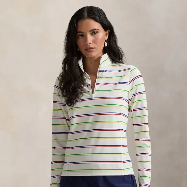 Ralph Lauren Striped Stretch-jersey Quarter-zip