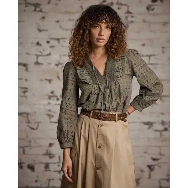 Ralph Lauren Eyelet-embroidered Cotton Voile Blouse