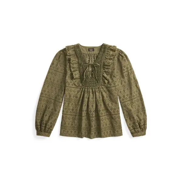 Ralph Lauren Eyelet-embroidered Cotton Voile Blouse
