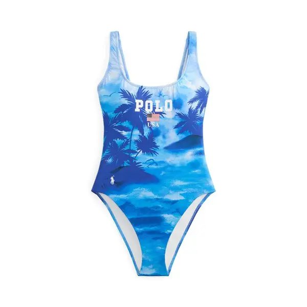 Ralph Lauren Island-graphic Flag One-piece Swimsuit