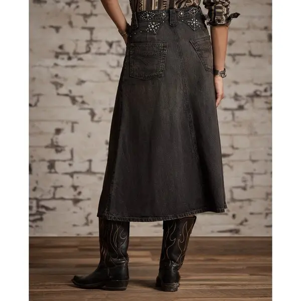 Ralph Lauren Studded Denim Skirt