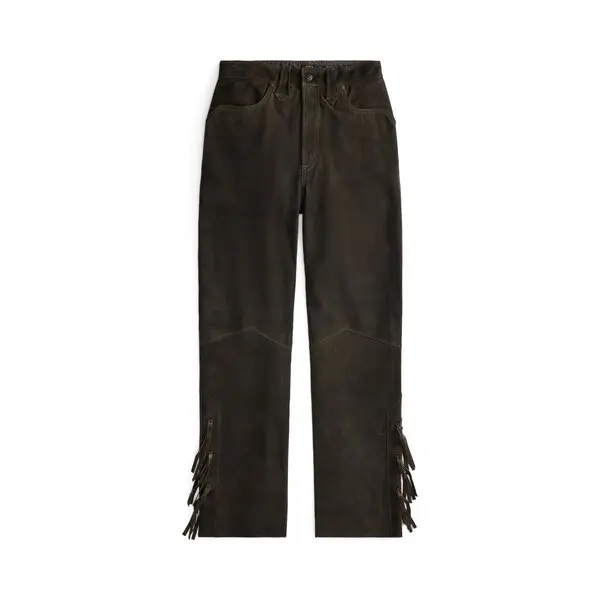 Ralph Lauren Fringe-trim Suede Western Pant