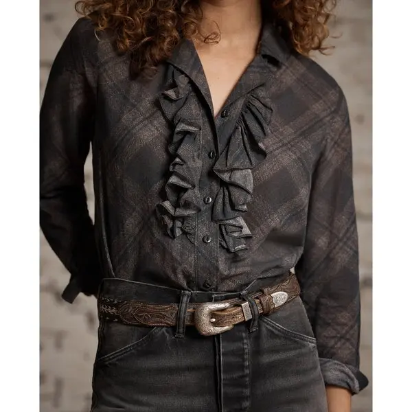 Ralph Lauren Plaid-print Cotton Voile Blouse