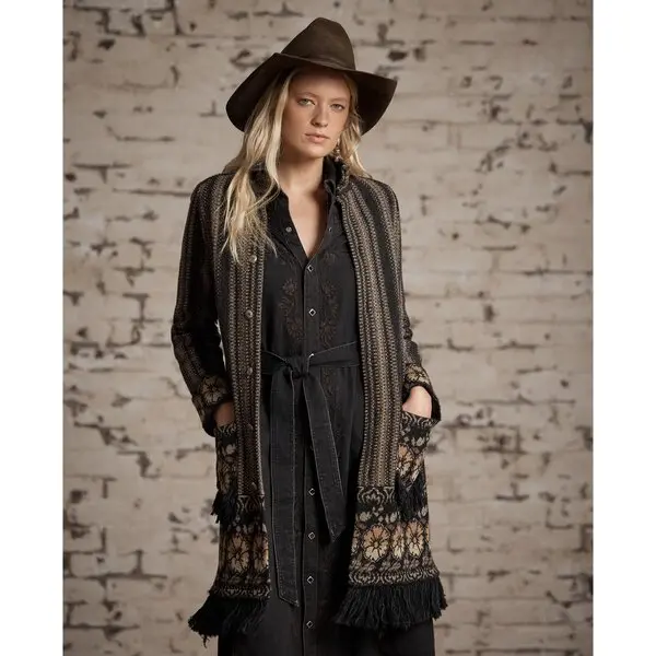 Ralph Lauren Wool-silk Jacquard Duster Cardigan