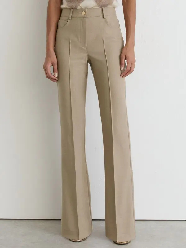 REISS Sofia Flared Twill Seam-detail Trousers