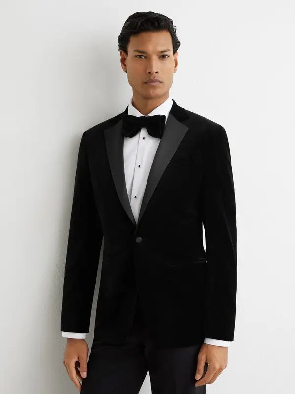 REISS Ace Classic Fit Velvet Single-breasted Blazer