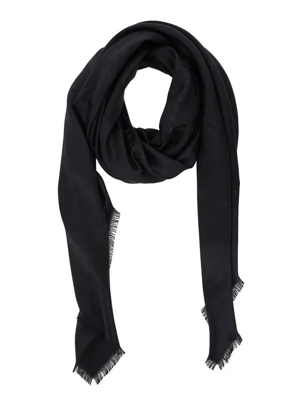 Gucci Scarf With Gg All-over Motif In Black Wool For - Multicolor