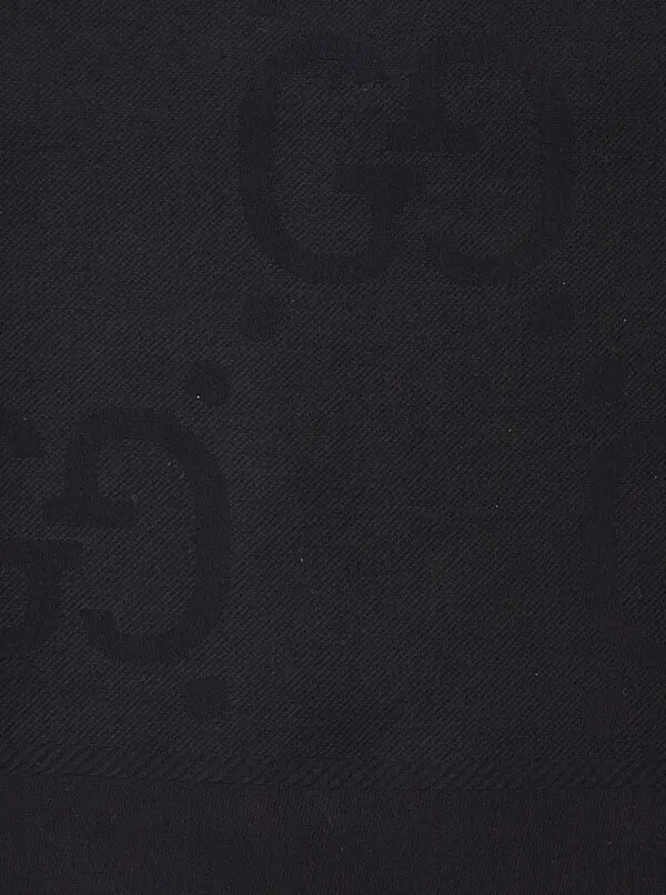 Gucci Scarf With Gg All-over Motif In Black Wool For - Multicolor