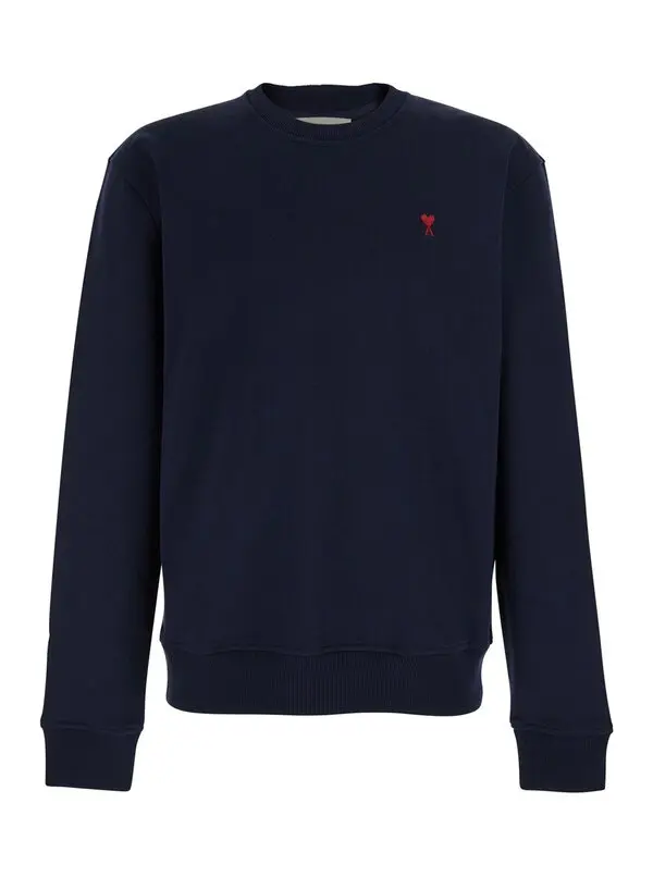 AMI Paris Blue Sweatshirt With De Coeur Logo On The Front In Cotton For - Multicolor