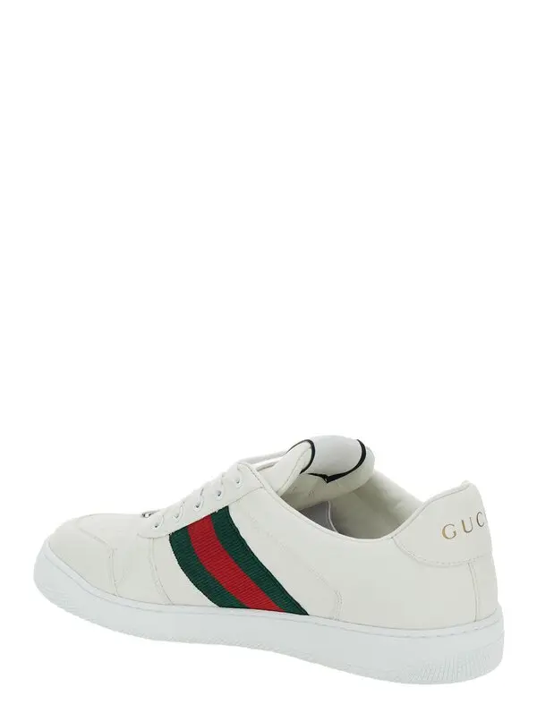 Gucci Screener" Low Top Leather Sneakers With Web Detail