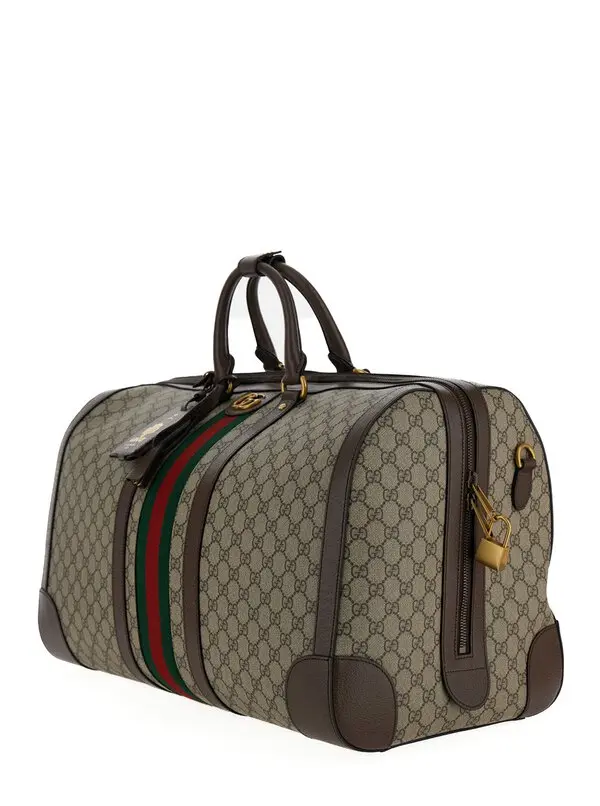 Gucci Savoy Grande Gg Canvas Travel Bag With Web Detail - Multicolor