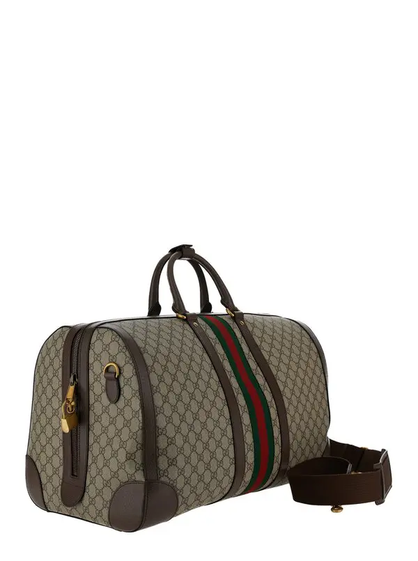 Gucci Savoy Grande Gg Canvas Travel Bag With Web Detail - Multicolor