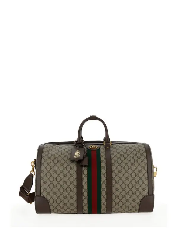 Gucci Savoy Grande Gg Canvas Travel Bag With Web Detail - Multicolor