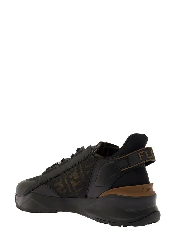 Fendi Flow" Low Top Sneakers With Ff Fabric Detail - Black