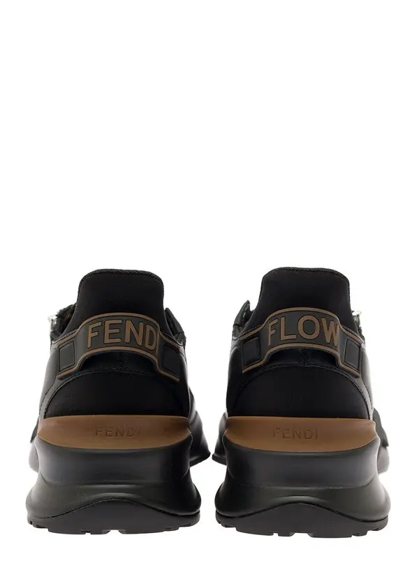 Fendi Flow" Low Top Sneakers With Ff Fabric Detail - Black