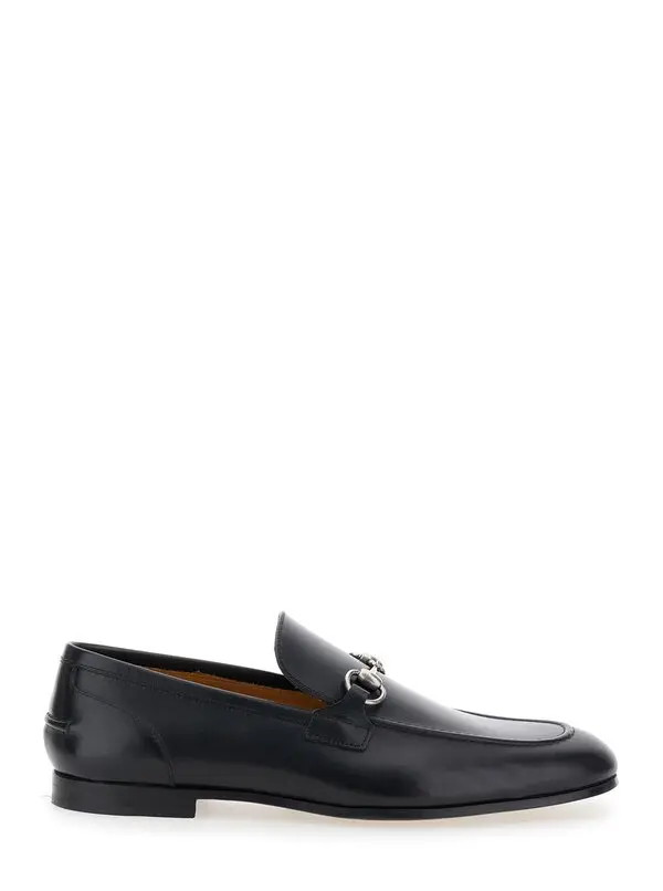 Gucci Jordan Leather Loafers With Silver Horsebit Detail - Black