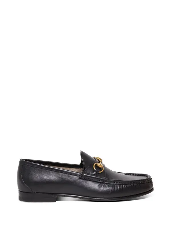 Gucci Black Leather Loafers With Clamp Detail