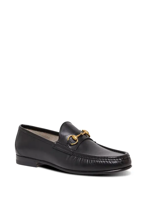 Gucci Black Leather Loafers With Clamp Detail