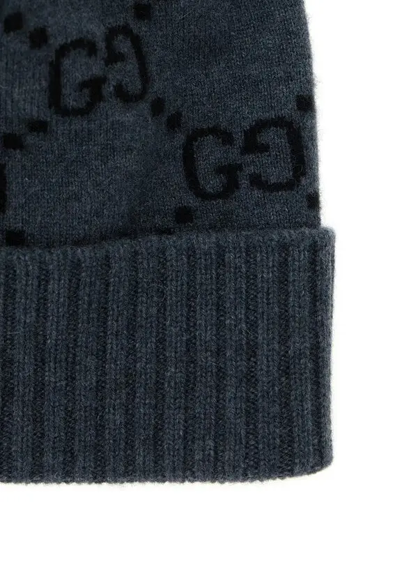 Gucci Hat 'gg Jacquard' With Brim And Cashmere Cuff