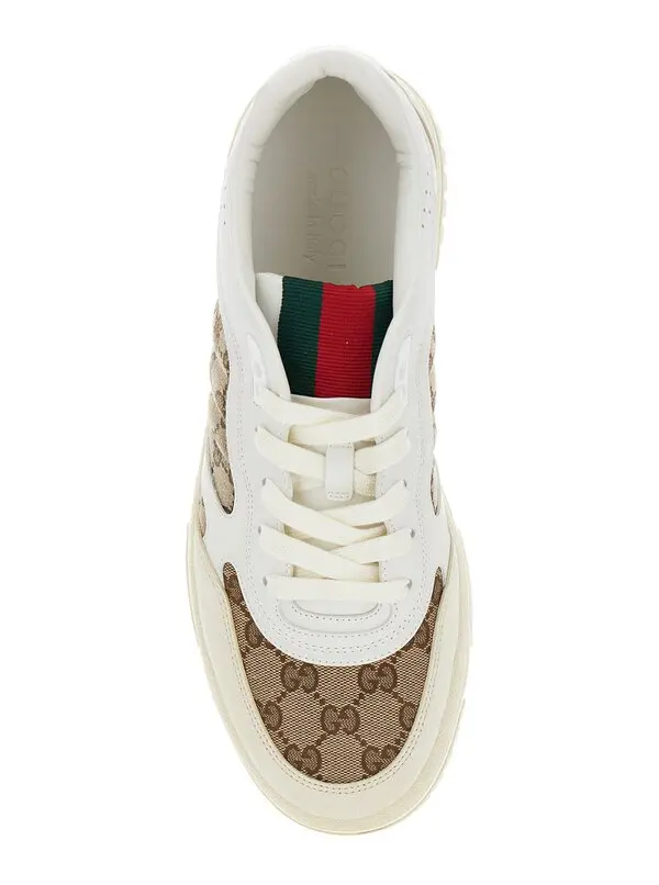Gucci Re-web Gg Logo Leather And Tech Fabric Low Sneakers - Multicolor