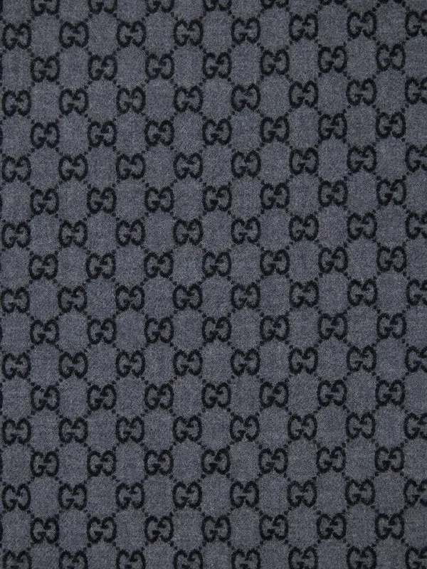 Gucci Scarf With Gg Motif In Gray Jacquard Wool For