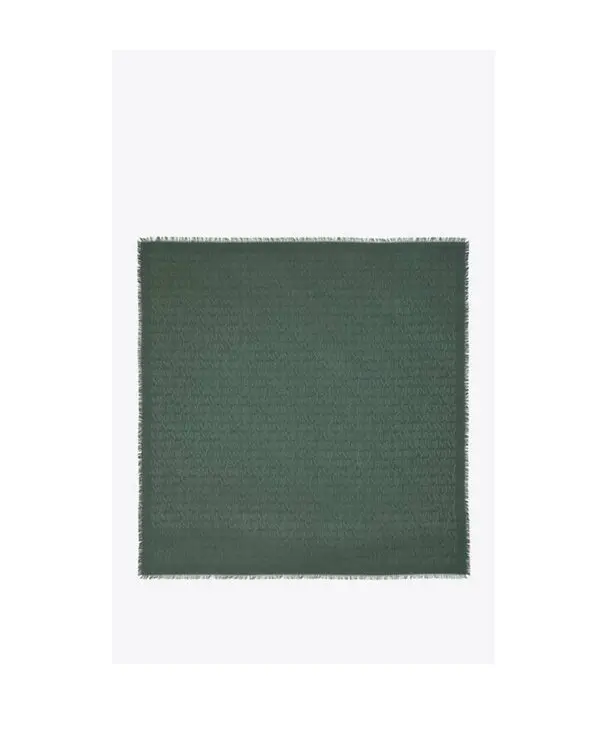 Saint Laurent Large Square Scarf In Silk And Wool Jacquard