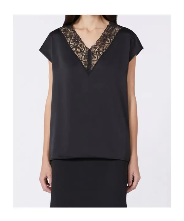 Max Mara Staffa Lace Trim Satin Top